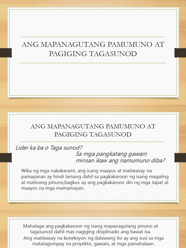 Ang Mapanagutang Pamumuno at Pagiging Tagasunod | PDF
