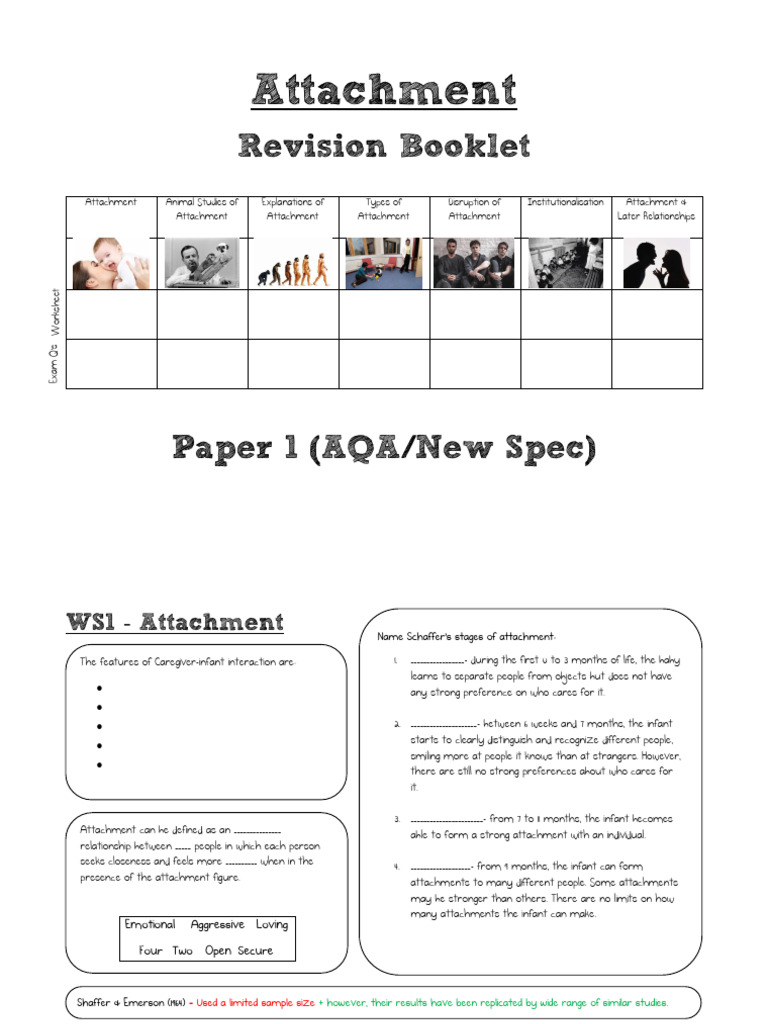 Attachment Revision Booklet | PDF | Attachment Theory | Human Development