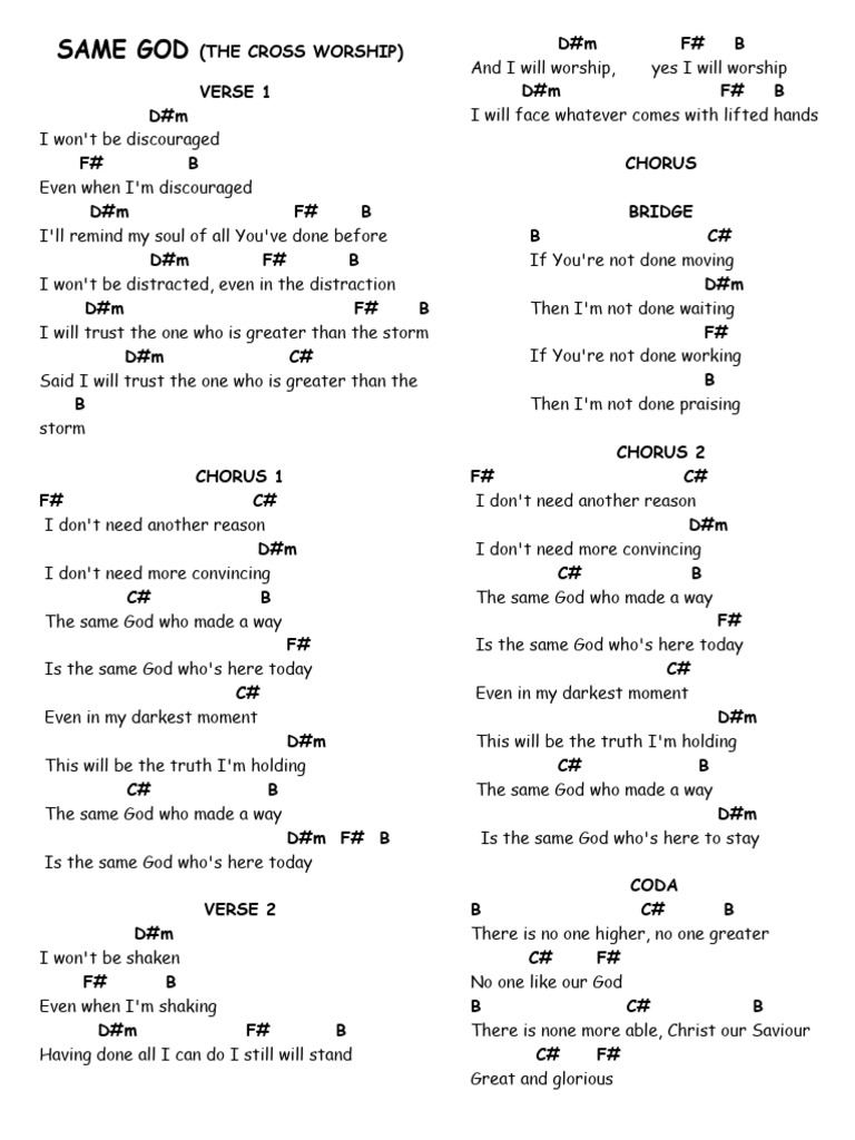 Same God: Worship Song Lyrics | PDF | Theology | Religious Belief And ...
