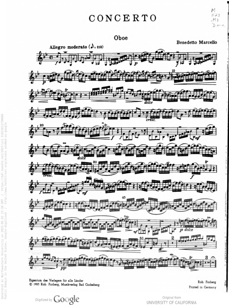 Marcello Concerto Oboe Solo | PDF | Musical Forms | Elements Of Music