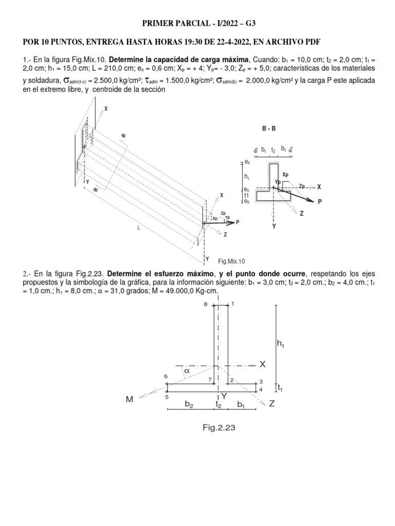 1P I-2022 G3 Resistencia de Materiales 2 Umss | PDF