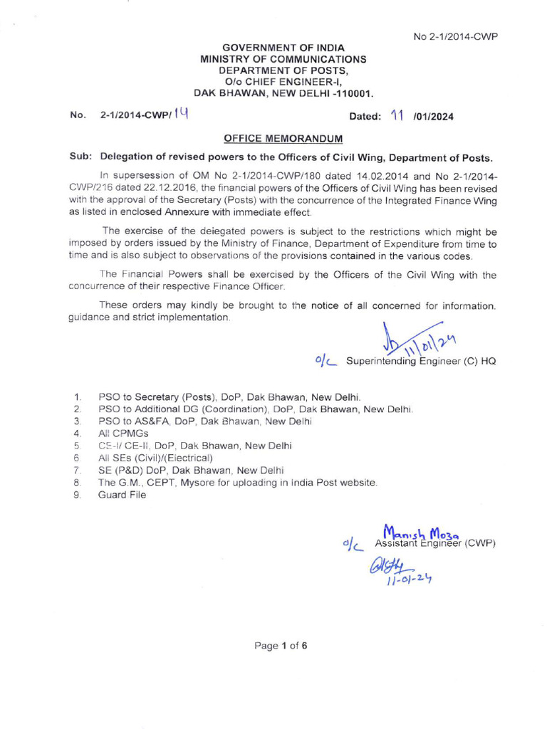 Delegation of Revised Powers To The Officers of Civil Wing Department ...