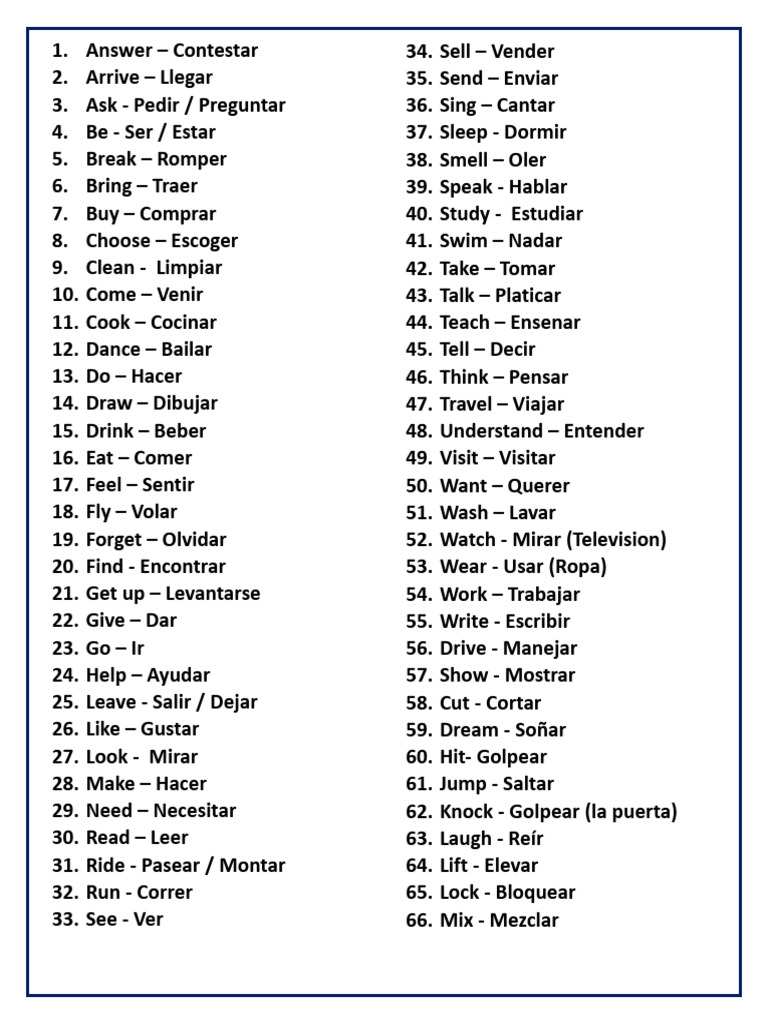 Lista de 66 Verbos en Inglés B1 | PDF