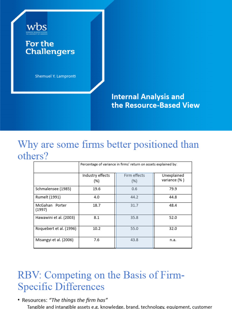 RBV Onlinelecture | PDF | Competitive Advantage | Business Economics