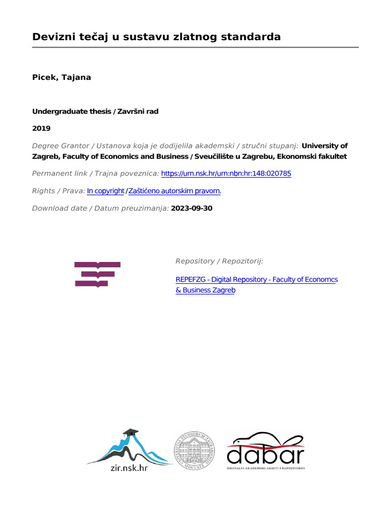 Devizni Tecaj U Sustavu Zlatnog Standarda | PDF