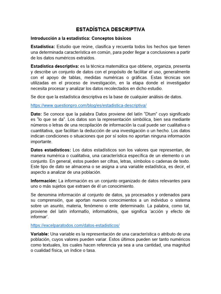 Estadística Descriptiva Intro | PDF | Estadísticas | Estadísticas descriptivas