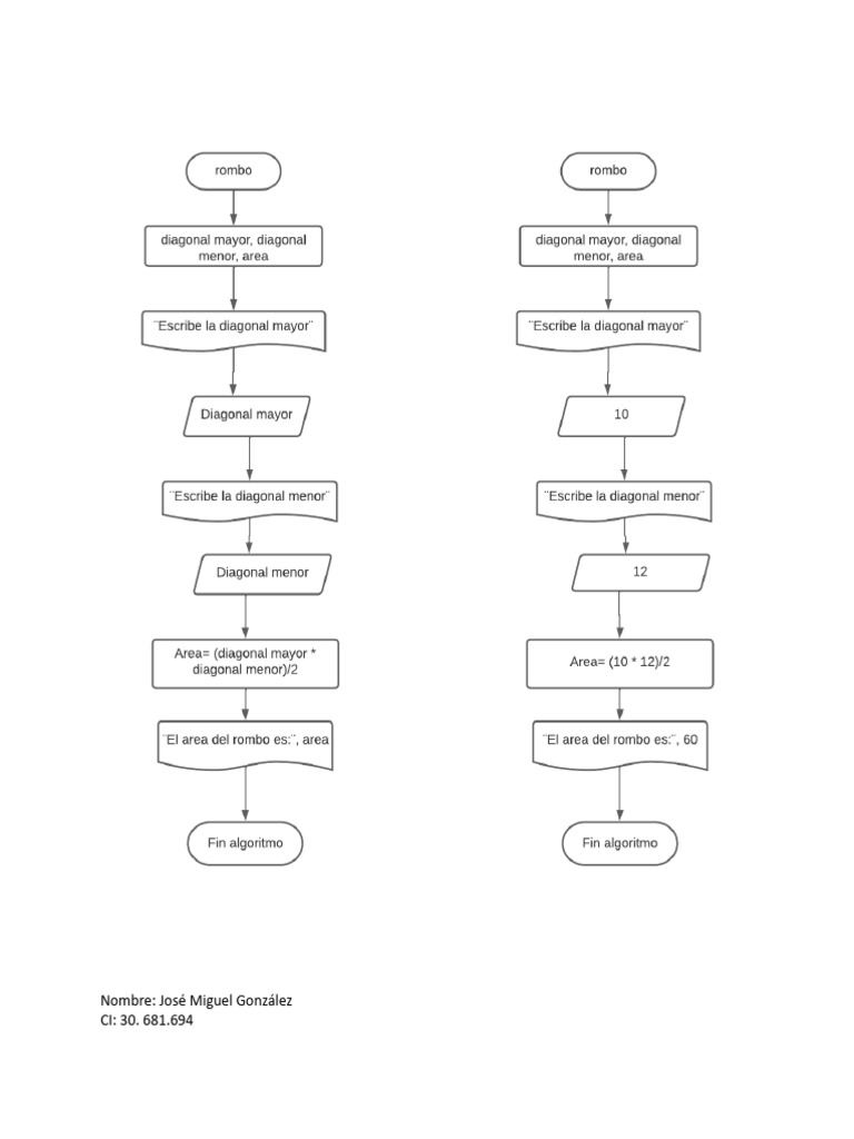 Algoritmo Cuantitativo (Obtener El Área de Un Rombo) | PDF
