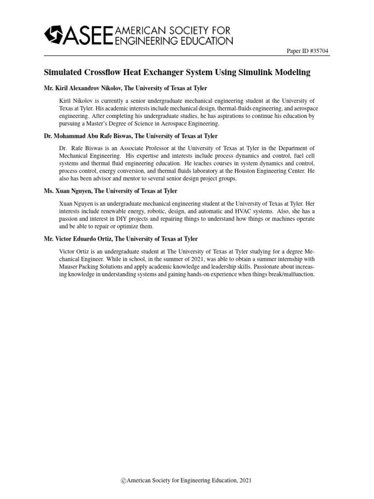 Simulated Crossflow Heat Exchanger System Using Simulink Modeling | PDF ...