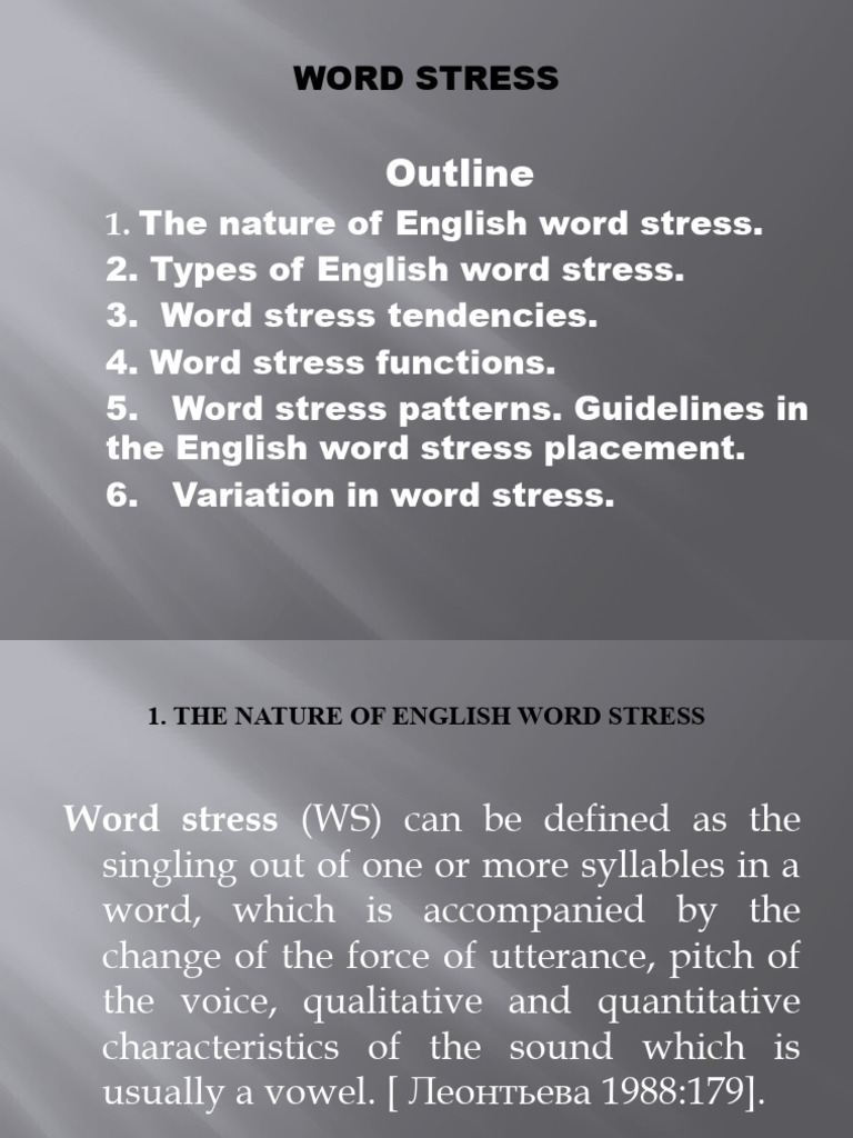 WORD STRESS LECTURE Office PowerPoint | PDF | Stress (Linguistics) | Word