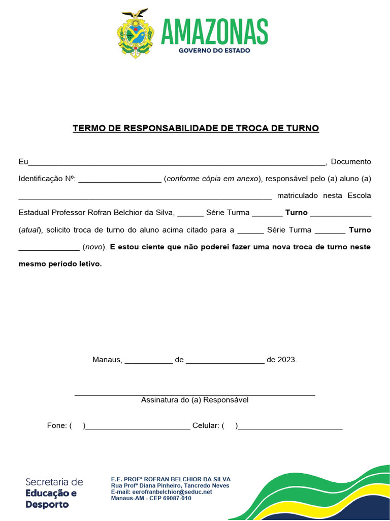 Termo - Troca de Turno | PDF | Carreira e Crescimento