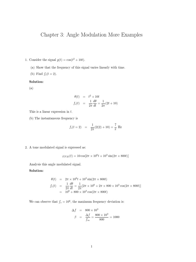 2022 3 14 FM MoreExamples | PDF | Frequency Modulation | Electronic Engineering