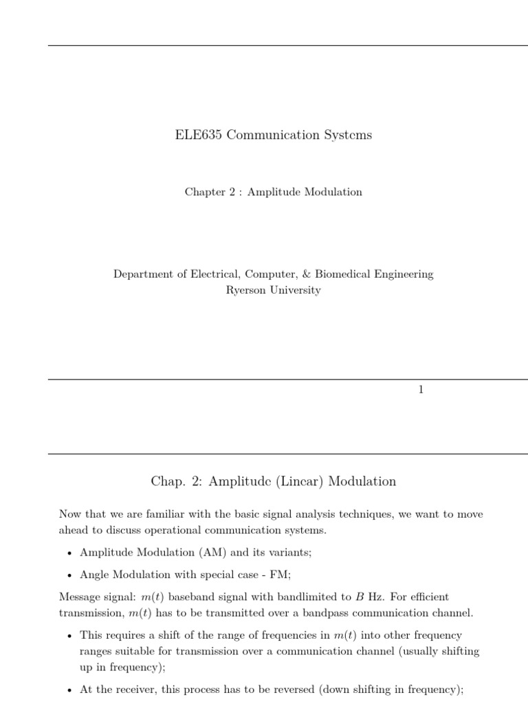 Chap2 - AM-part I | PDF | Modulation | Frequency Modulation
