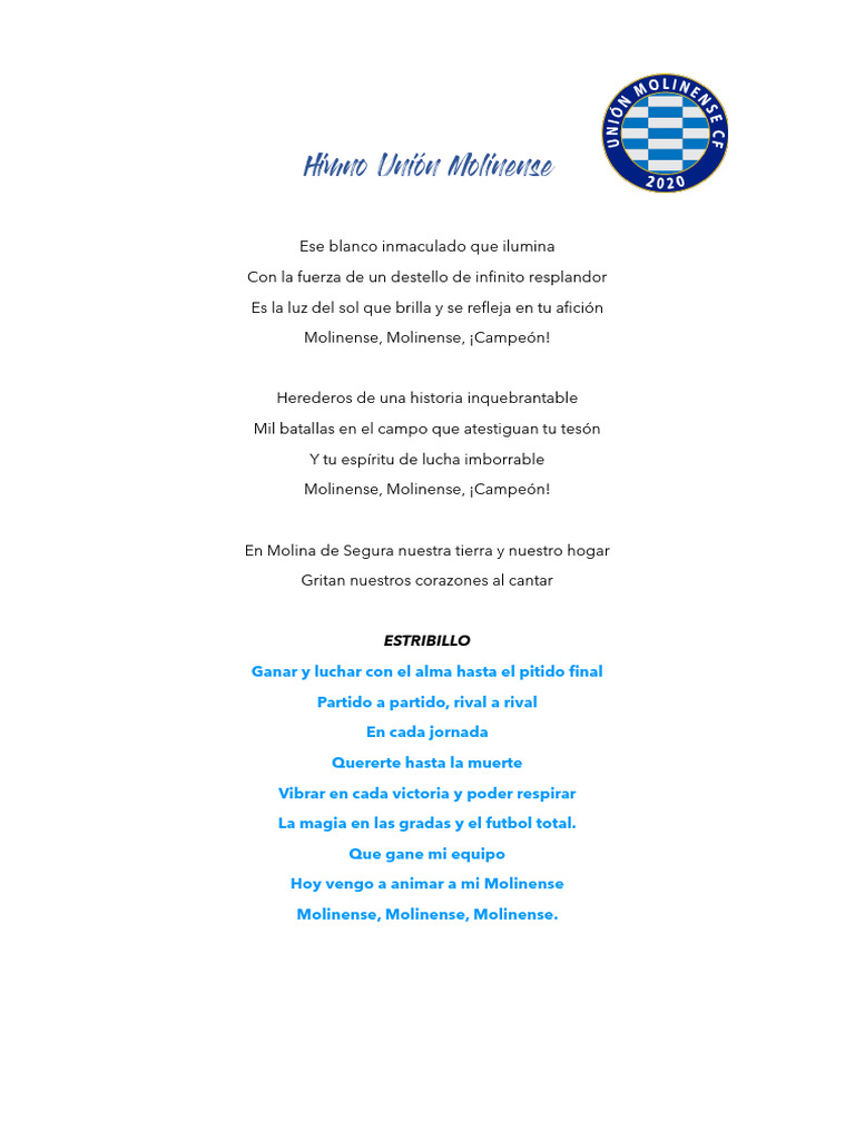Himno del Unión Molinense | PDF | Poesía