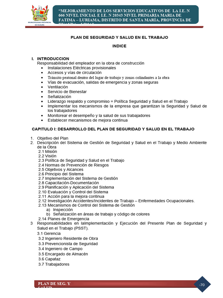 Plan de Seguridad y Salud en El Trabajo | PDF | Seguridad y salud ocupacional | Valores