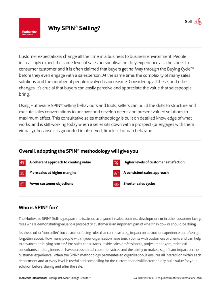 Why SPIN Selling | PDF | Sales | Customer
