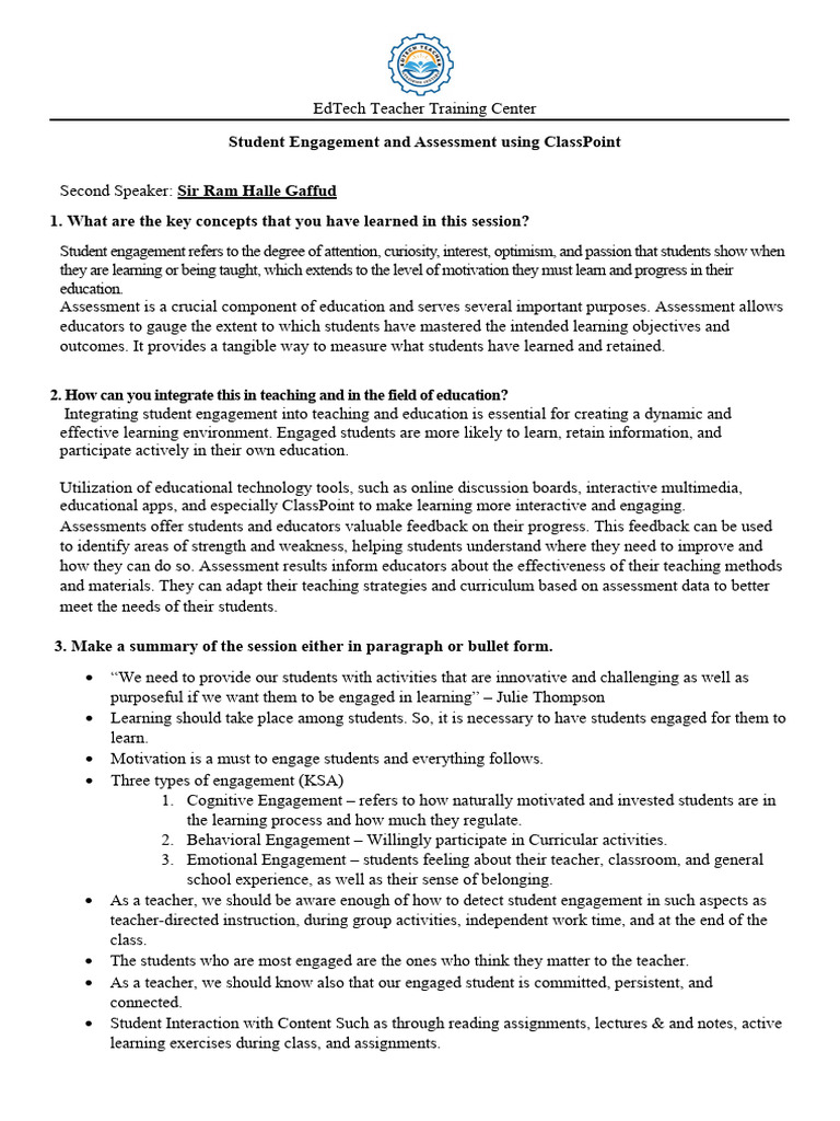 Engaging Students with ClassPoint | PDF | Educational Assessment | Teachers