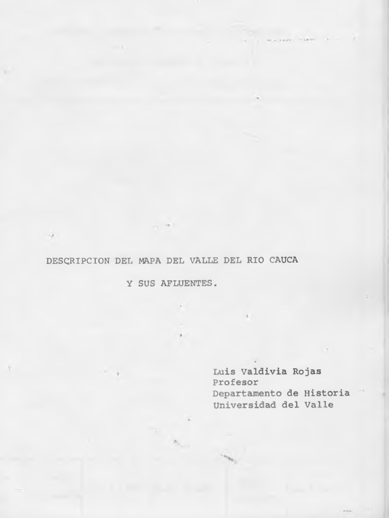Descripcion Del Mapa Del Valle Del Rio Cauca Y Sus Afluentes ...