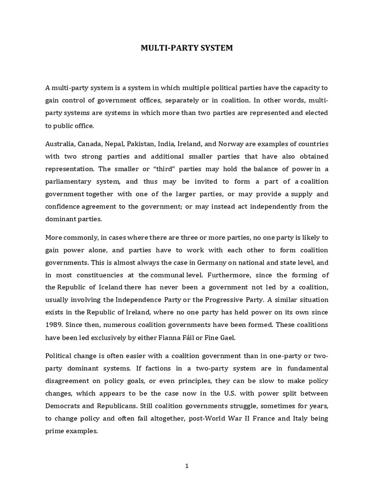 Multi-Party System: Pros and Cons | PDF | Political Parties | Government