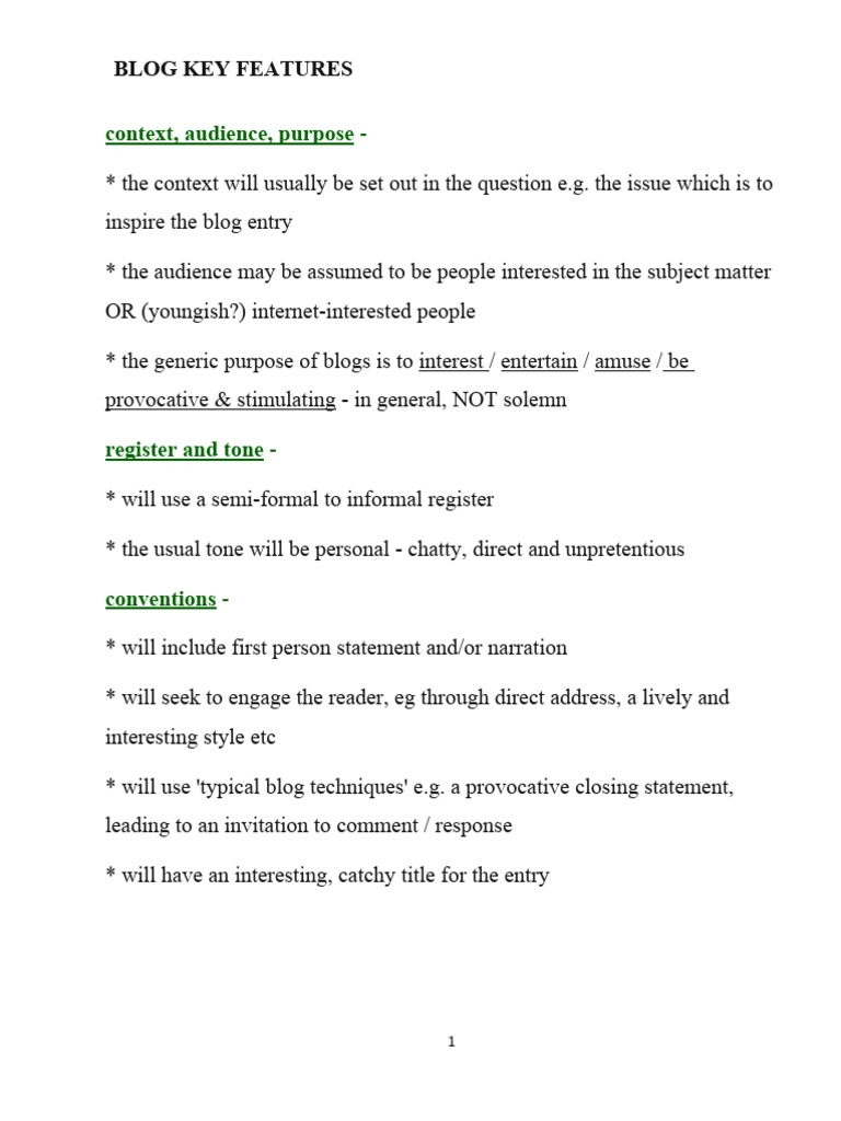 Blog Key Features | PDF | Diary | Essays