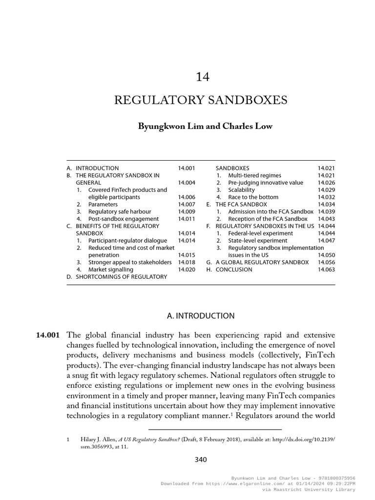 14 Regulatory Sandboxes | PDF | Regulatory Compliance | Regulation