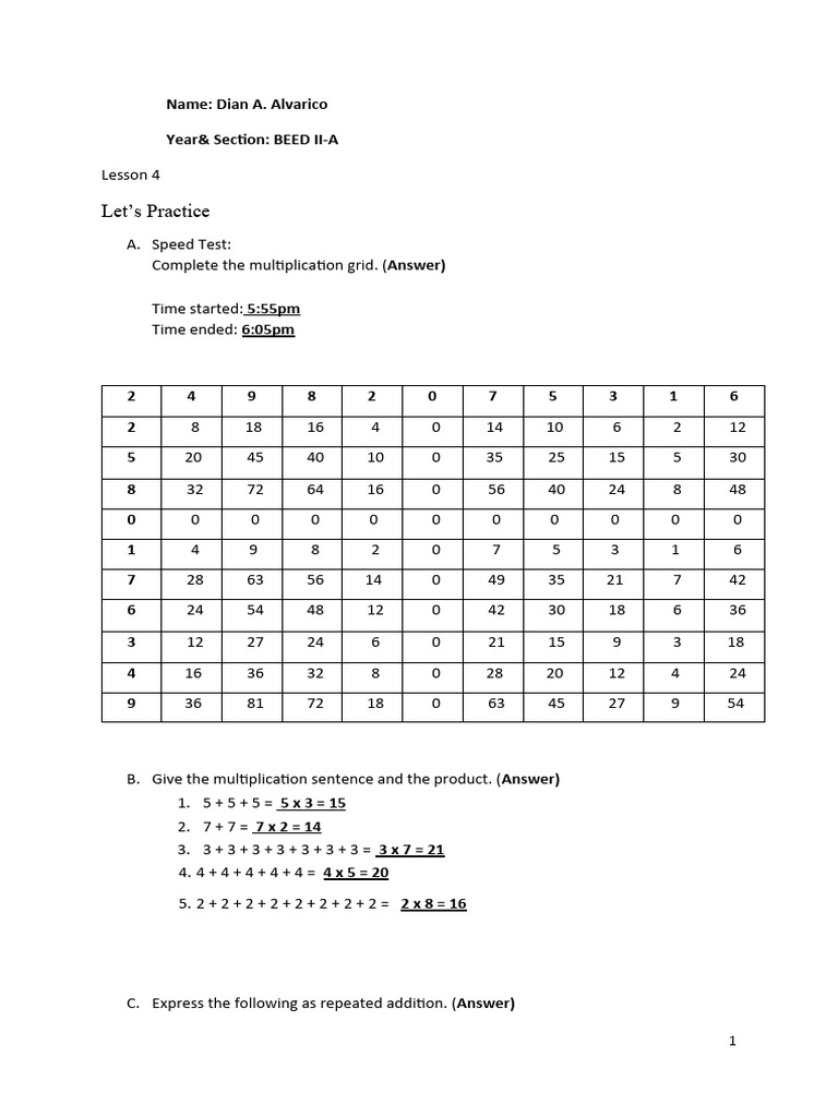 (Answer) - Lesson 5 Multiplication and Division of Whole Numbers ...