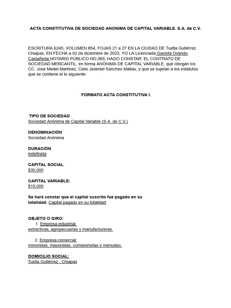 Derecho Acta | PDF | Business | Corporaciones