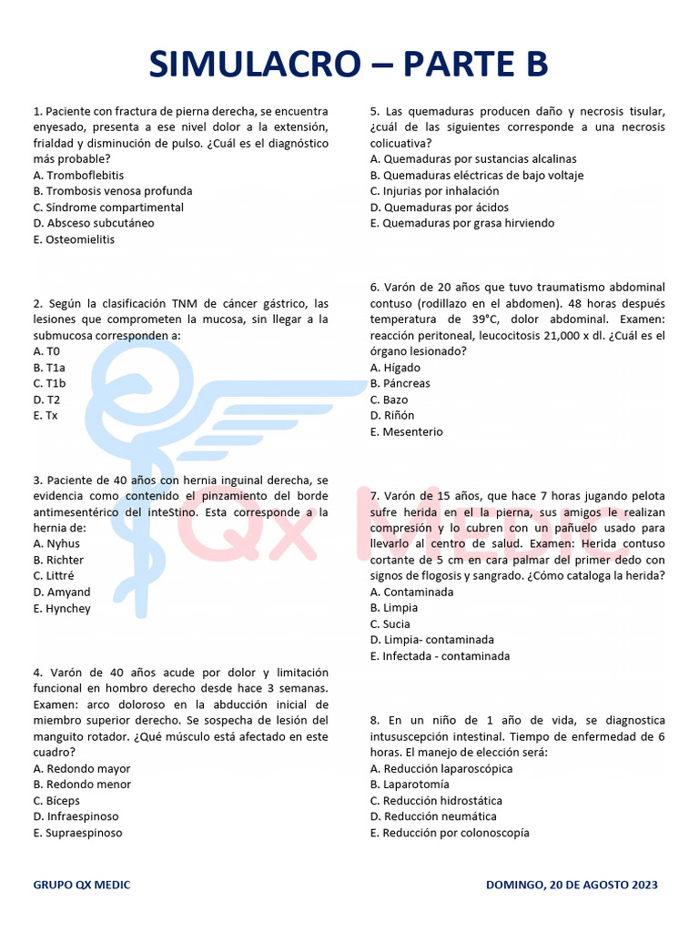 Simulacro #33 - Presencial - Parte B - Sin Claves | Descargar gratis PDF | La enfermedad por ...
