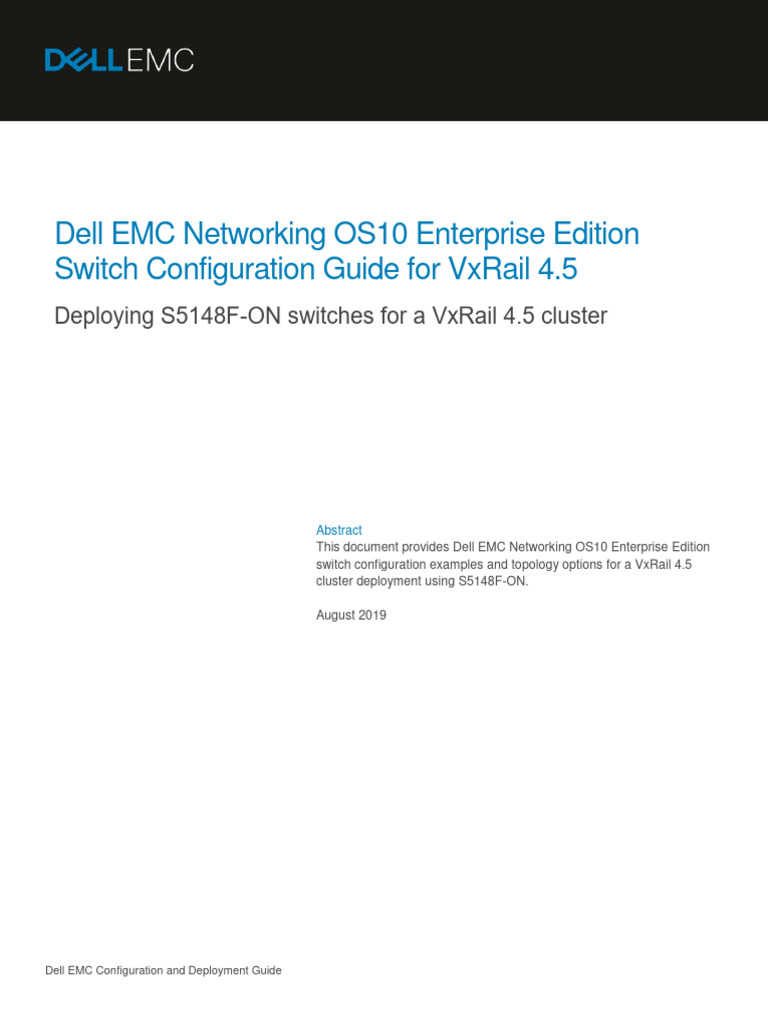 Dell Emc Vxrail 45 Os10 Switch Configuration Guide Pdf Network