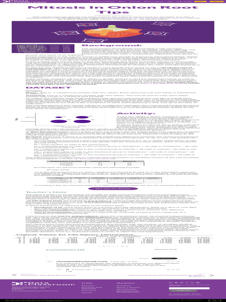 Mitosis Effects of Lectin on Onion Roots | PDF | Statistical Hypothesis ...