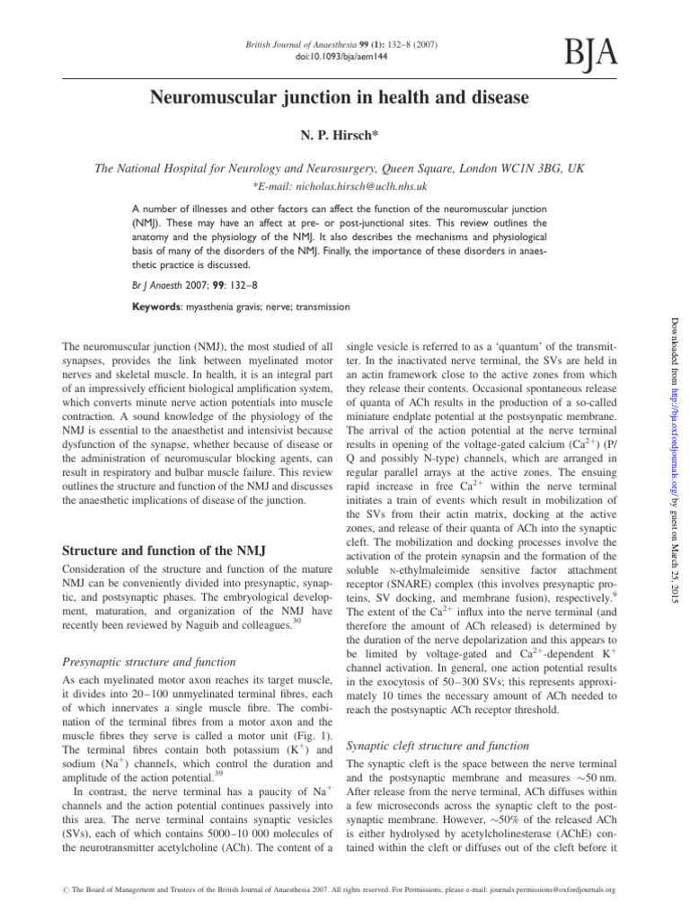 Neuromuscular Junction in Health and Disease | PDF | Neuromuscular ... Neuromuscular Junction in Health and Disease | PDF | Neuromuscular ...