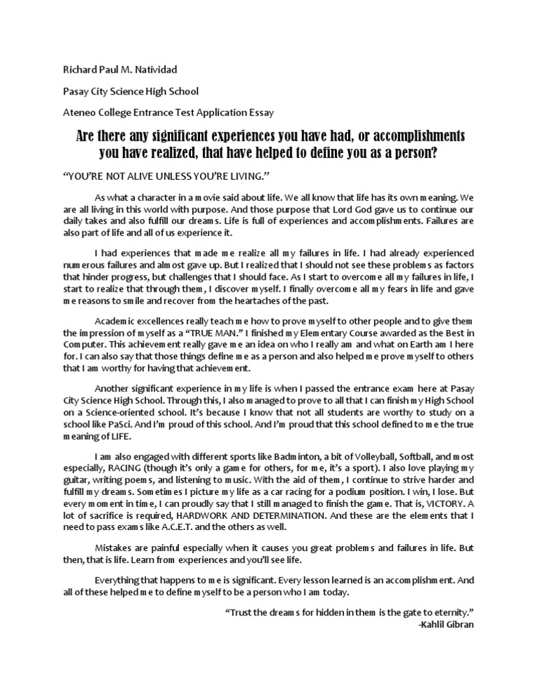 Admu Essay | PDF | Test (Assessment) | Teaching And Learning