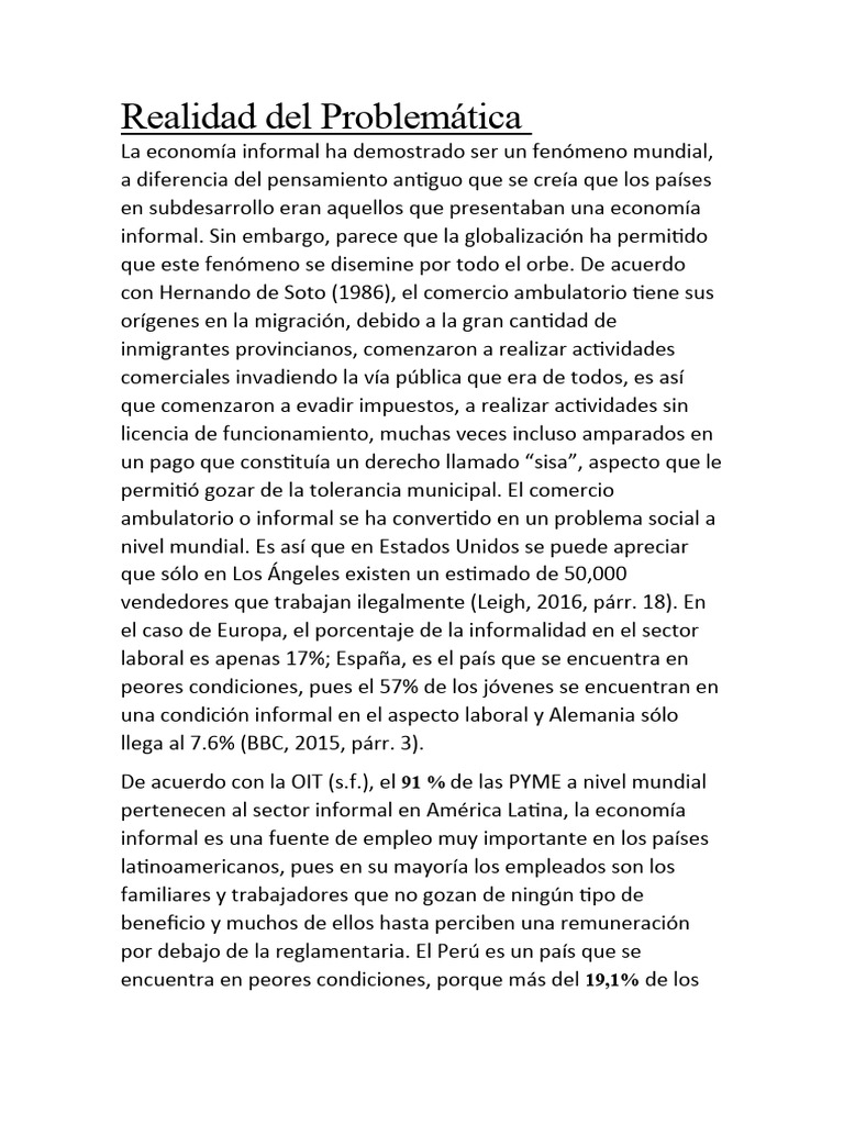 Realidad Del Problemática | PDF | Comercio | America latina