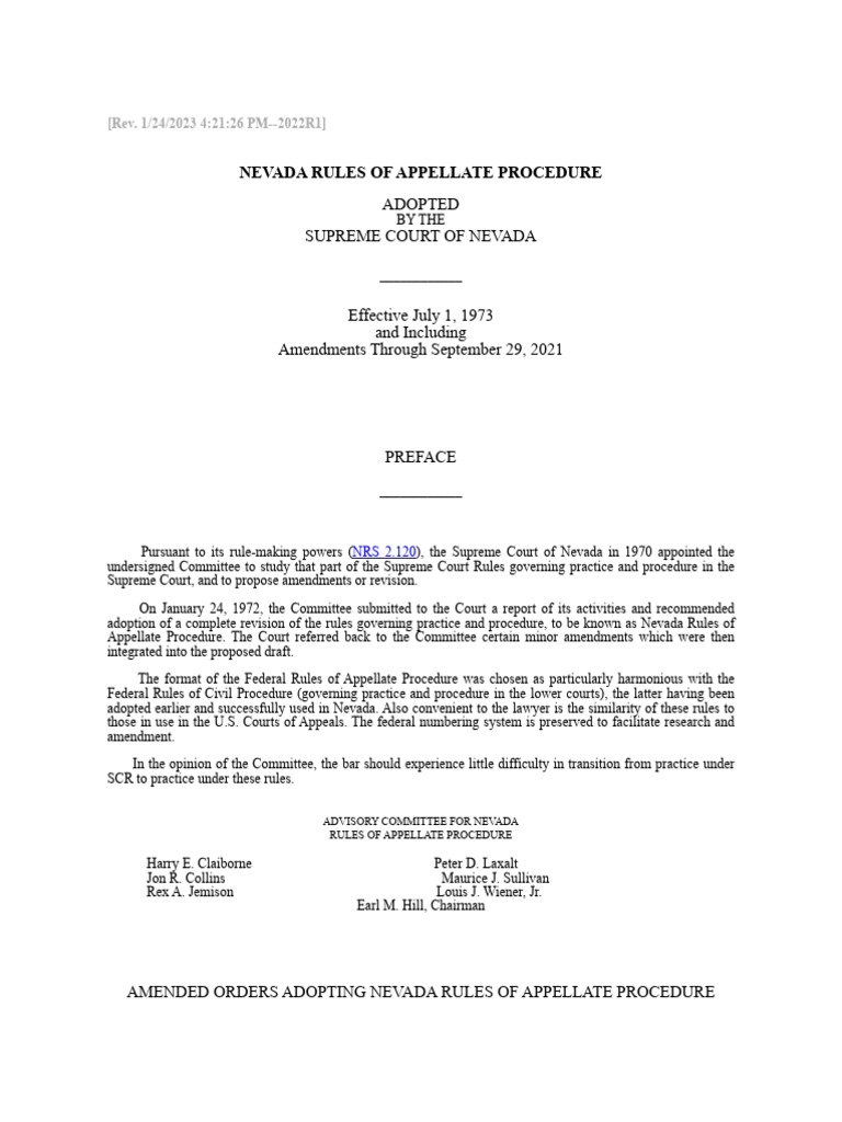 Nevada Rules of Appellate Procedure | PDF | Appeal | Judgment (Law)