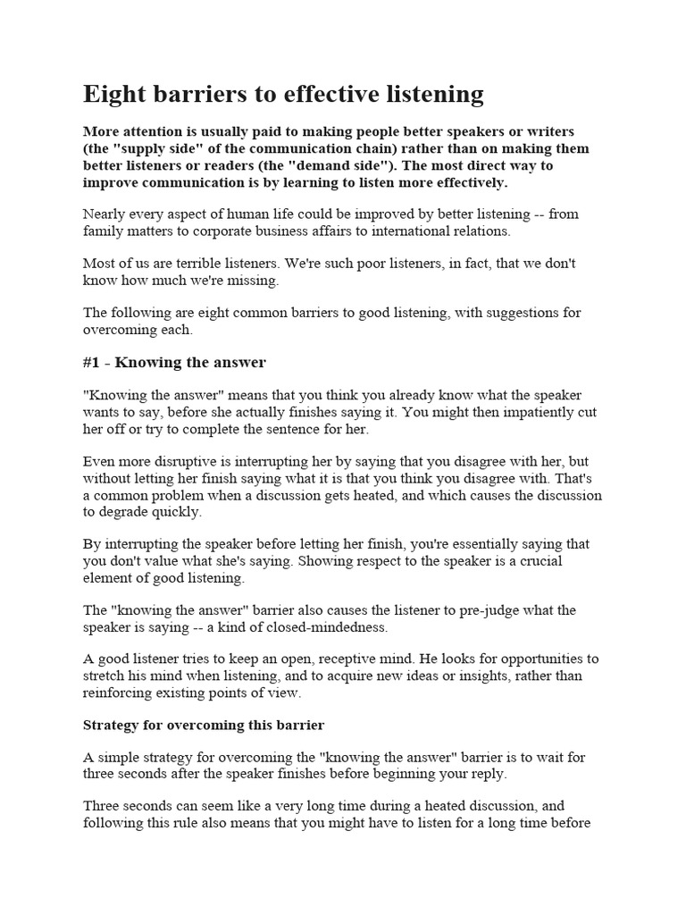 Effective Listening A Friendly Guide To Active Listening