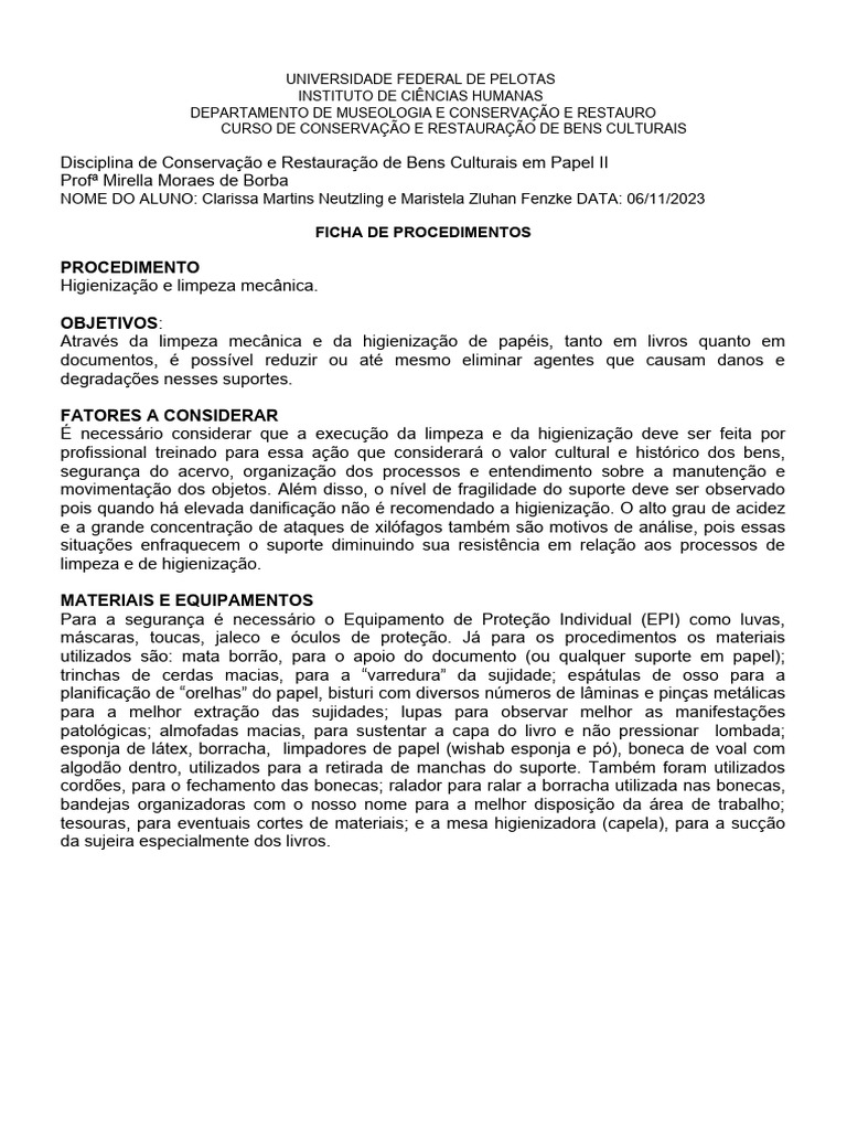 Clarissa e Maristela - Ficha 01 | PDF | Papel