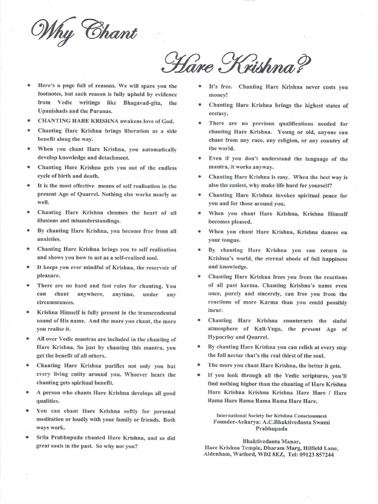 Why Chant Hare Krishna | PDF