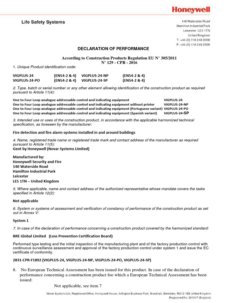 Declaration of Performance - 161 | PDF | Reliability Engineering ...