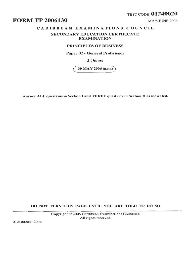 Csec Pob June 2006 p2 | PDF | Banks | Credit