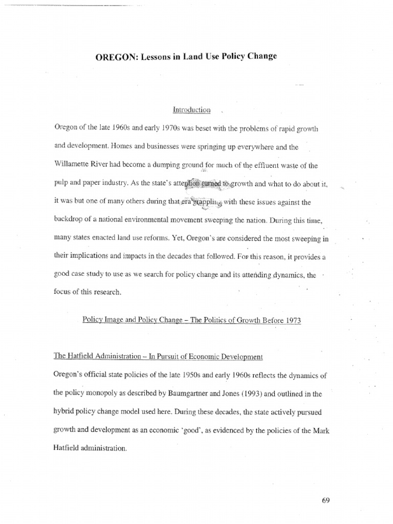 Oregon and Land Use Policy Change | PDF