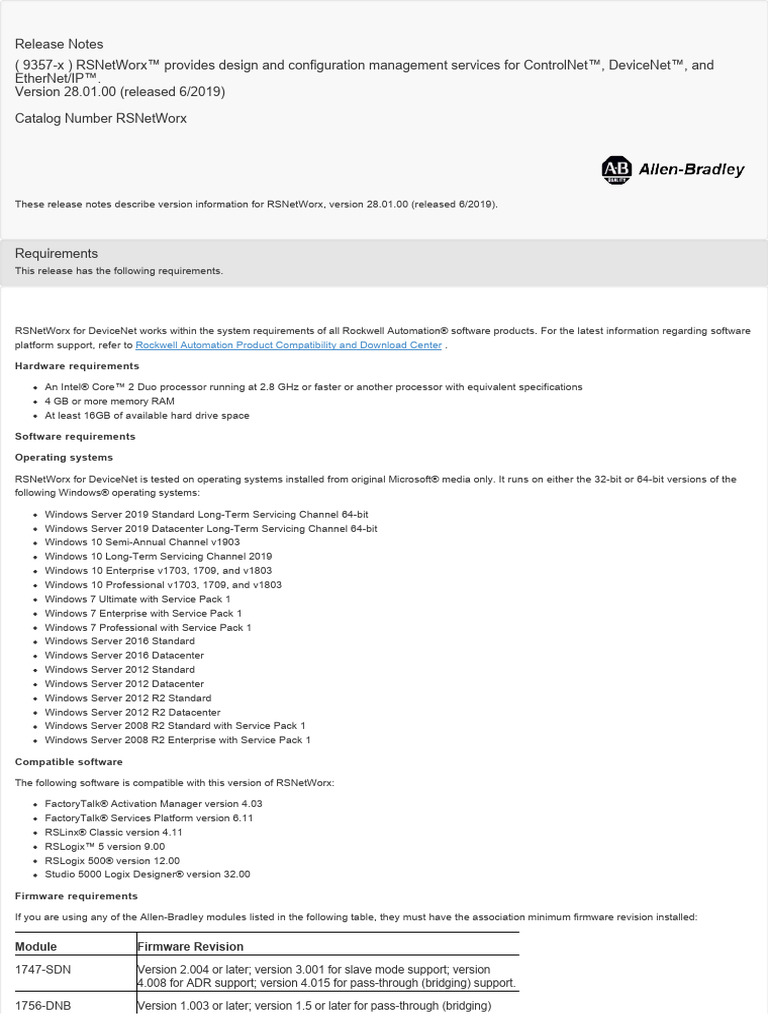 RSNetWorx - 28.01.00 (Released 6 - 2019) | PDF | Microsoft Windows ...