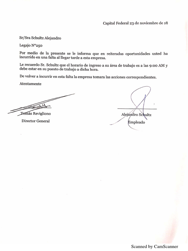 Modelo de Apercibimiento Laboral | PDF Modelo de Apercibimiento Laboral | PDF