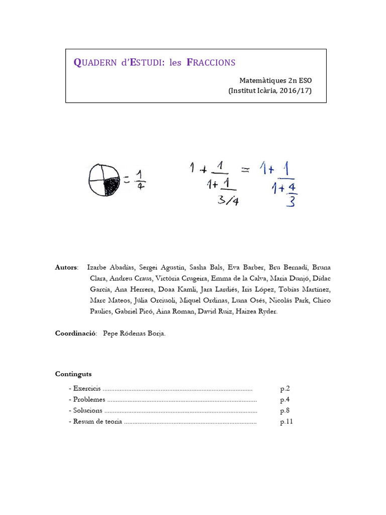 2n Eso Quadern Fraccions | PDF