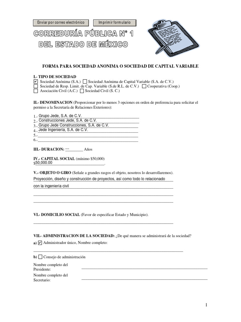 Forma para Soc Anonima - Notaria Publica | PDF | México