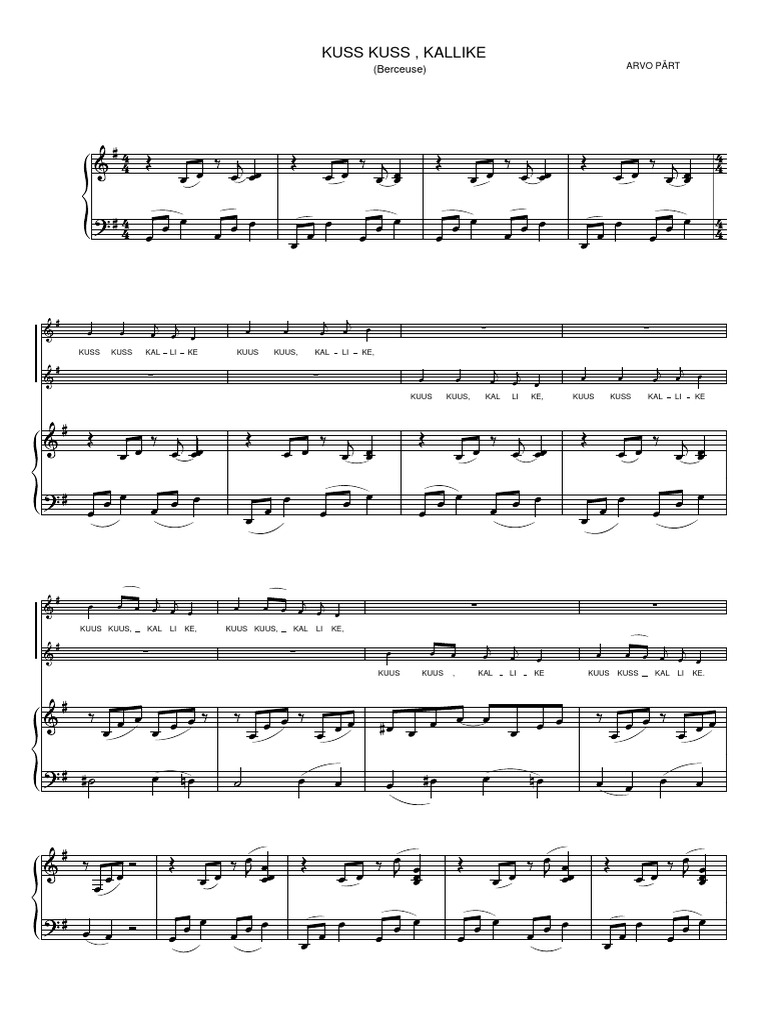 Estonian Lullaby Kuss Kuss Kallike | PDF