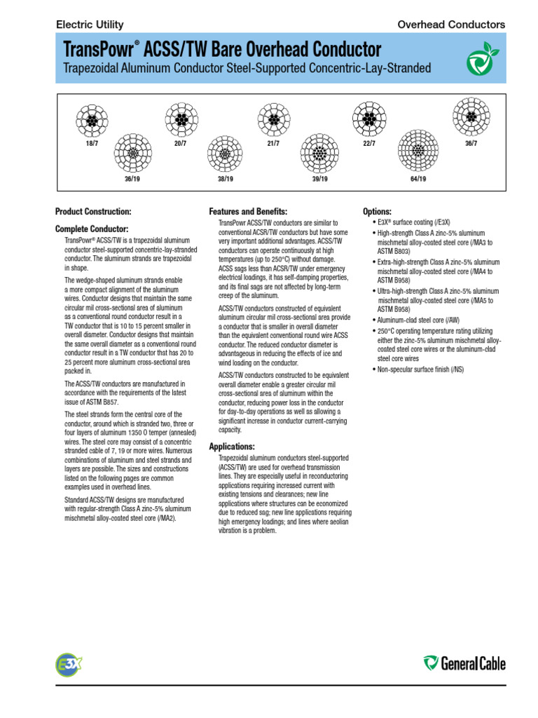 TransPowr® ACSS-TW Bare Overhead Conductor (US) | PDF | Electrical ...
