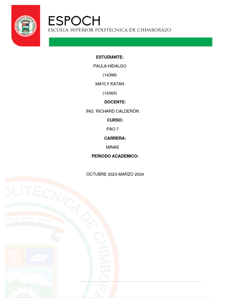 Paula Hidalgo (14398) Mayly Katan (14365) | PDF | Bomba | Minería