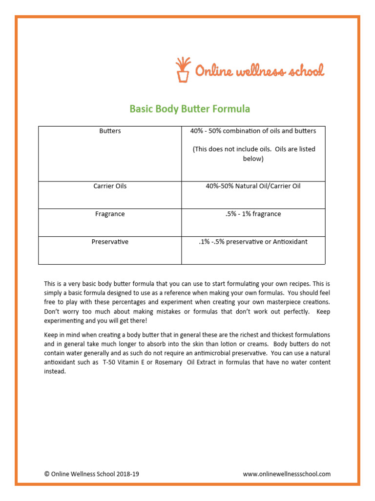 Basic Body Butter Formula | PDF