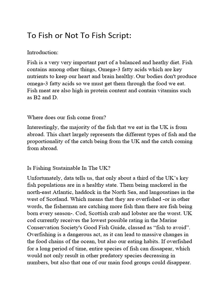To Fish or Not To Fish Script | PDF | Overfishing | Cod