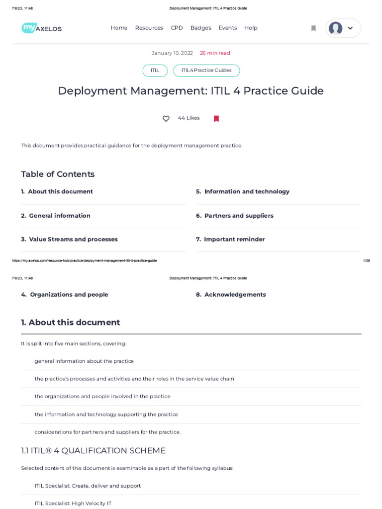 Deployment Management - ITIL 4 Practice Guide | PDF | Performance Indicator | Competence (Human ...