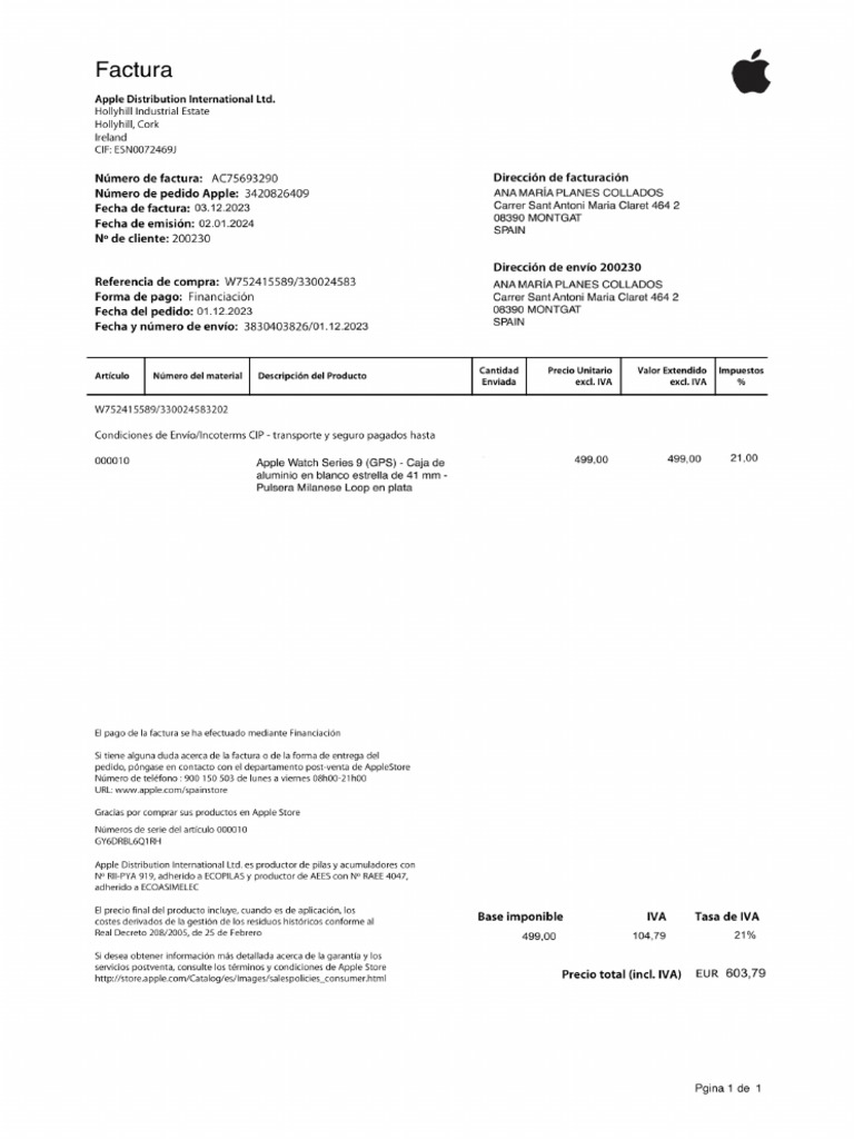 Facture Apple Anamariakhjbgug | PDF